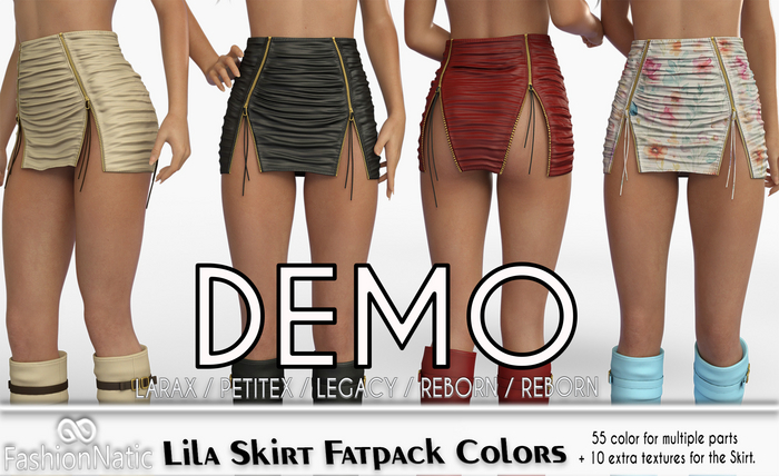Second Life Marketplace - Demo Skirt Lila Fatpack - LaraX, PetiteX, Legacy, Reborn, - FashionNatic